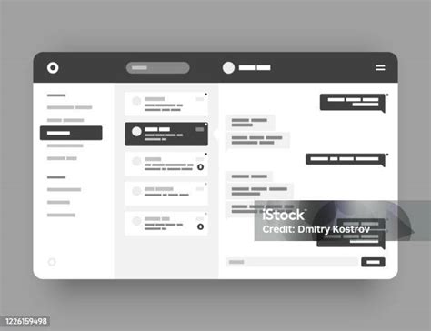 와이어프레임 화면 대시 보드 Ui 및 Ux 디자인 온라인 메시지에 대한 스톡 벡터 아트 및 기타 이미지 온라인 메시지 웹사이트 와이어프레임 형판 Istock