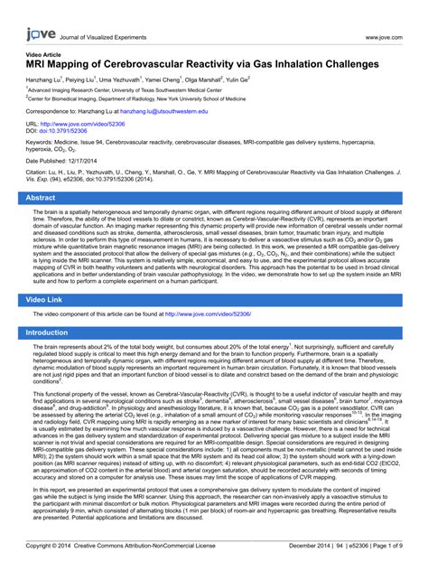 Pdf Mri Mapping Of Cerebrovascular Reactivity Via Gas Inhalation Challenges