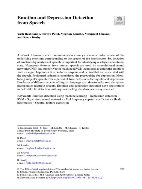 emotion and depression detection from speech pdf deep learning