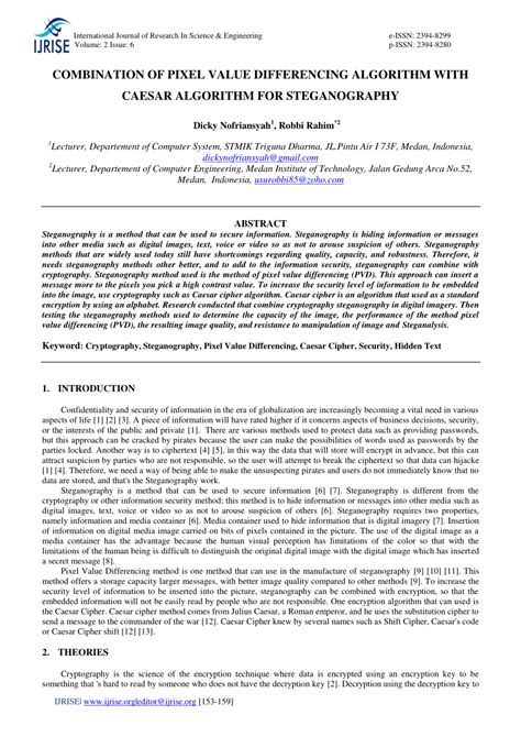 Pdf Combination Of Pixel Value Differencing Algorithm With Caesar Algorithm For Steganography
