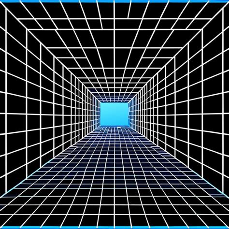 Premium Vector 3d Wireframe Room Colorful On Dark Background Abstract Perspective Grid Vector