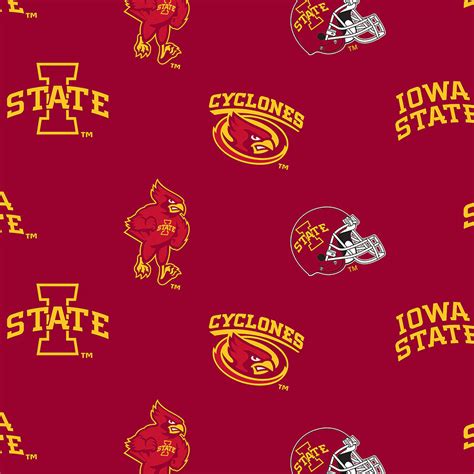 Iowa State Cyclones Ncaa College Allover Sykel 58 Fleece Fabric Isu 0