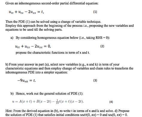Solved Given An Inhomogeneous Second Order Partial