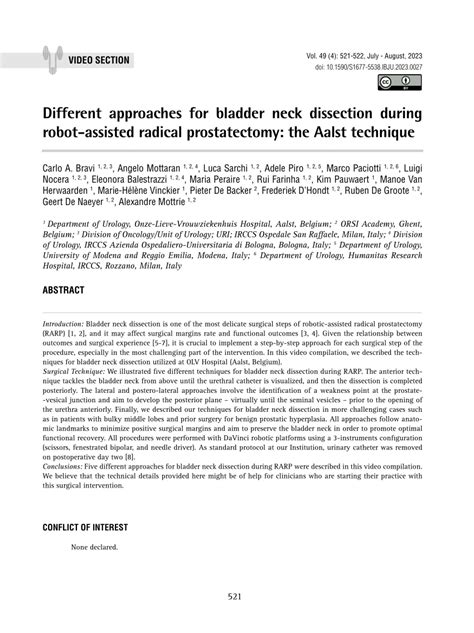Pdf Different Approaches For Bladder Neck Dissection During Robot