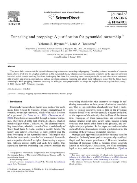 Tunneling And Propping A Justification For Pyramidal Ownership Pdf