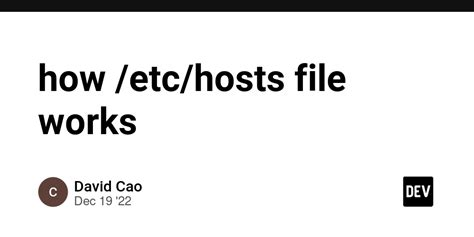 how etc hosts file works dev community