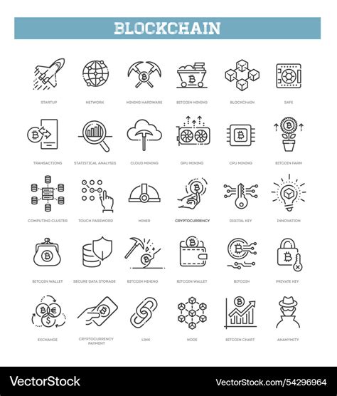 Cryptocurrency Icon Set Blockchain Icons Vector Image