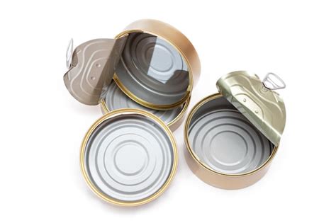 Premium Photo Three Opened Empty Tin Cans Isolated On White Background