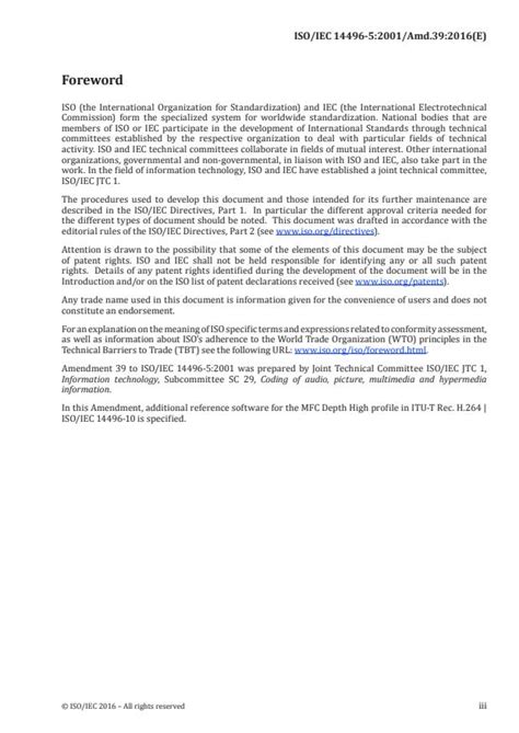 ISO IEC 14496 5 2001 Amd 39 2016 Information Technology Coding Of Audio Visual Objects Part 5