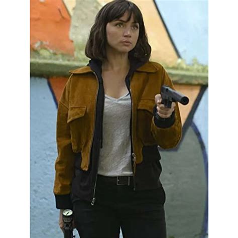 The Gray Man Ana De Armas Brown Cropped Bomber Jacket Wcj