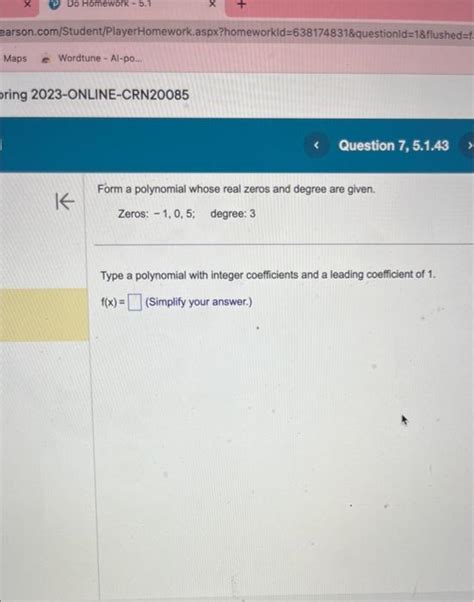 Solved Form A Polynomial Whose Real Zeros And Degree Are