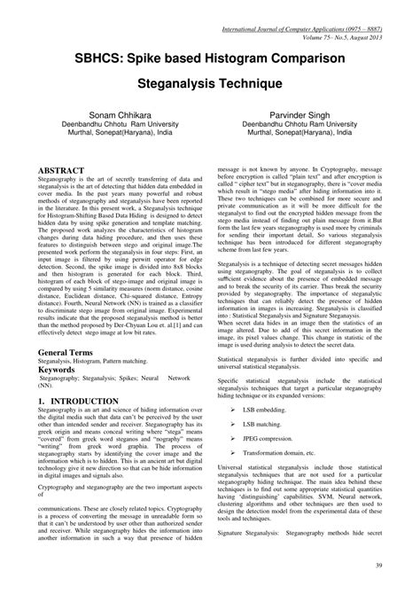 pdf sbhcs spike based histogram comparison steganalysis technique
