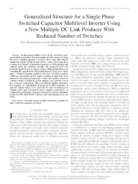 Pdf Generalized Structure For A Single Phase Switched Capacitor