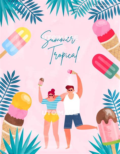 여름 트로피컬 07 S190530 Crushon 일러스트 크러쉬온 일러스트 계절 시즌 여름 트로피컬 배경 포스터 이벤트 세일 방학 휴가 열대