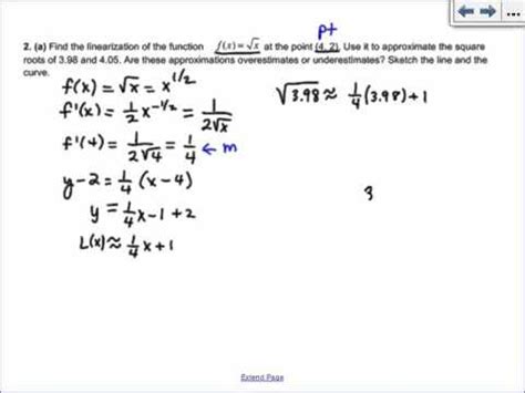 Section 31 AP Calculus: Linear Approximations - YouTube