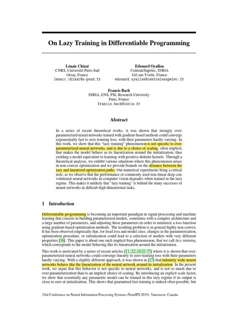 on lazy training in differentiable programming pdf artificial