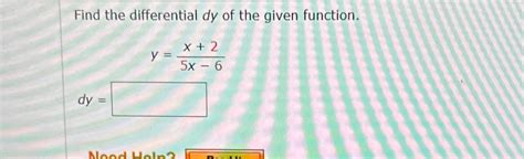 Solved Find the differential dy ﻿of the given | Chegg.com