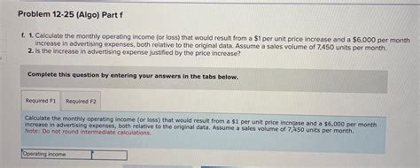 solved problem 12 25 algo cvp analysis what if questions