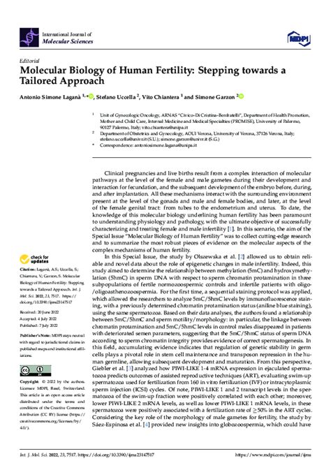 Pdf Molecular Biology Of Human Fertility Stepping Towards A Tailored Approach
