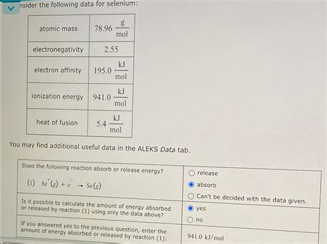 Solved Consider The Following Data For Selenium