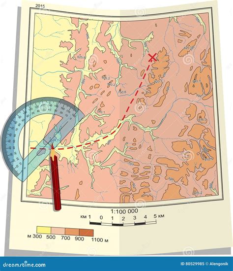 Map Protractor And Pencil Stock Vector Illustration Of Geometry Design