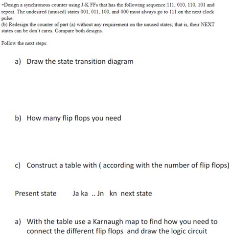 Solved Design A Synchronous Counter Using J K Ffs That Has
