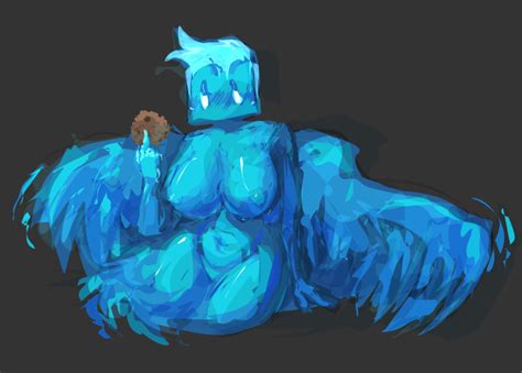 Rule 34 Allay Minecraft Ambiguous Gender Anthro Belly Blue Body Blue Skin Blush Blush Lines