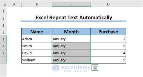 Repeat Text In Excel Automatically 5 Easiest Ways ExcelDemy