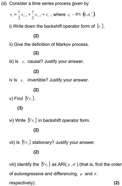 solved d consider a time series process given by x x