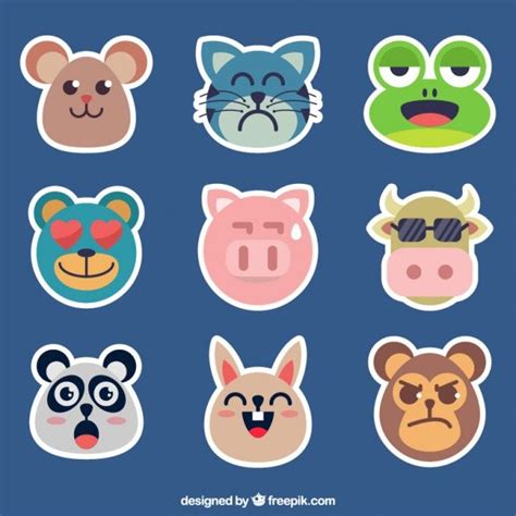Cat Sticker Vectors Free Download Cute Animal Emoji Design Animal