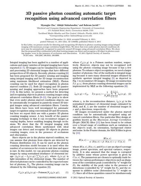 Pdf 3d Passive Photon Counting Automatic Target Recognition Using