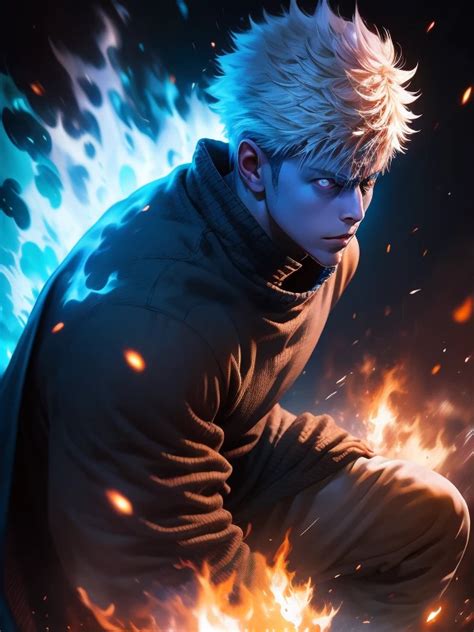A Clean High Detailed Half Body Concept Art Of Character Gojo Satoru