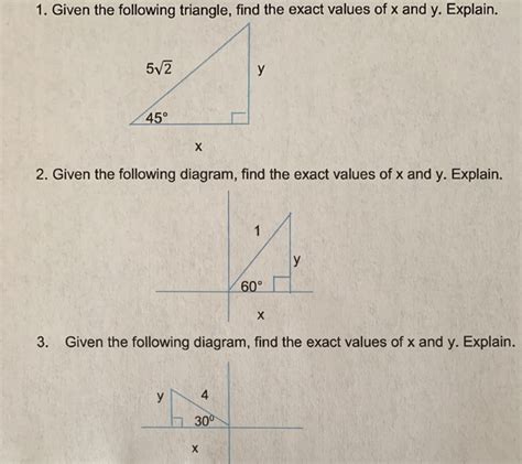 Solved 1 Given The Following Triangle Find The Exact