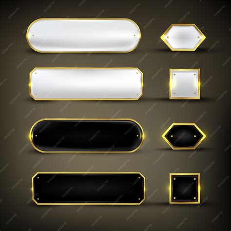 Premium Vector Button Set Color Gold Glossy