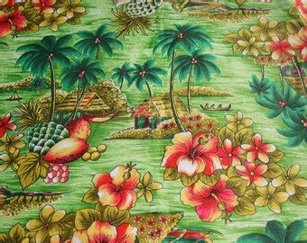 Vintage Hawaiian Fabric Etsy