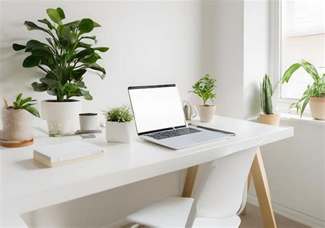 A Productive Minimalist Workspace With Window Light Premium Ai Generated Image