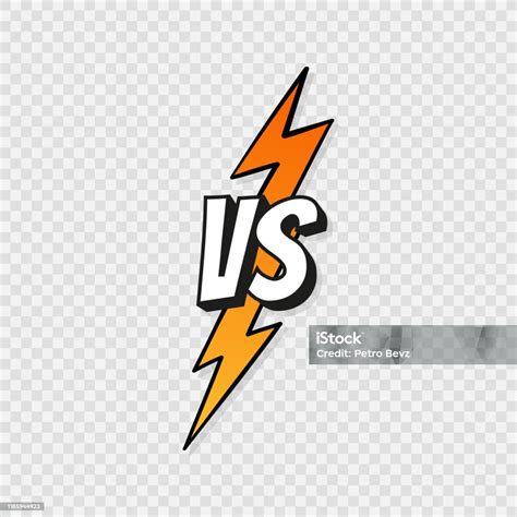 개념 Vs 싸움 전투 스포츠 경쟁 대회 경기 게임에 대한 투명 한 배경에 고립 번개 볼트와 그라데이션 스타일을 기호 대 벡터 일러스트레이션 Championship에 대한