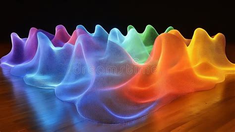 Illuminated Fabric Sculptures Rainbow Hues Flowing Forms Stock Illustration Illustration Of