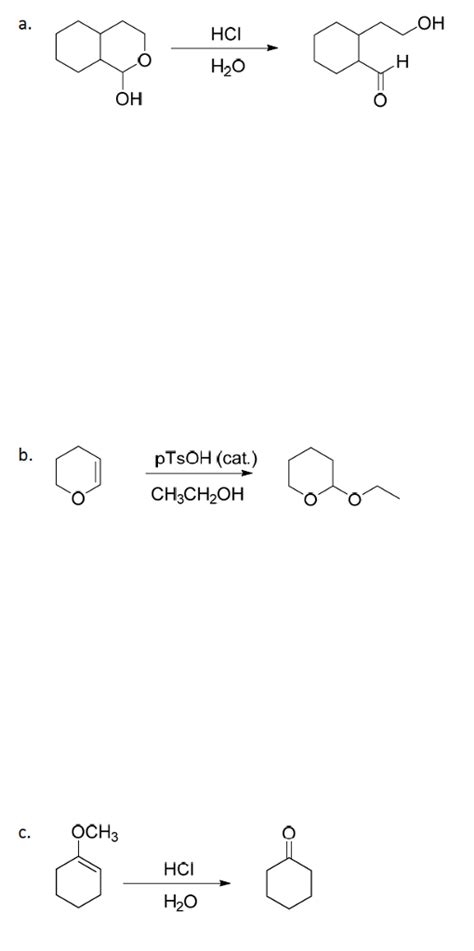 Solved HCI H20 OH pTsoH (cat.) r CH3CH2OH C. OCH3 HCI H20 OH | Chegg.com
