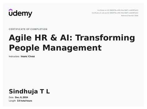 Sindhuja Thiru On Linkedin Hr Agile Ai Professionalcourses Udemy