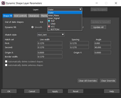 how do you manage shapes and their parameters for your pcbs allegro