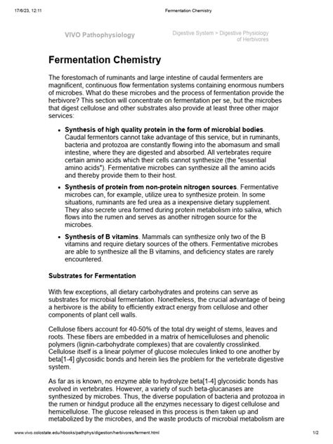 Fermentation Chemistry Pdf Ruminant Digestion