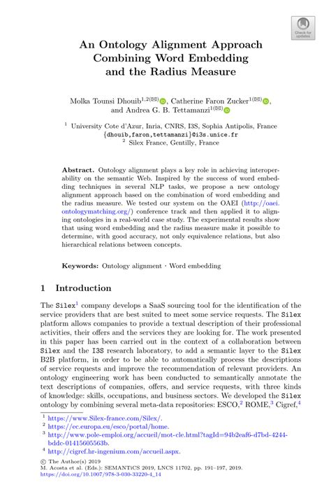PDF An Ontology Alignment Approach Combining Word Embedding And The Radius Measure