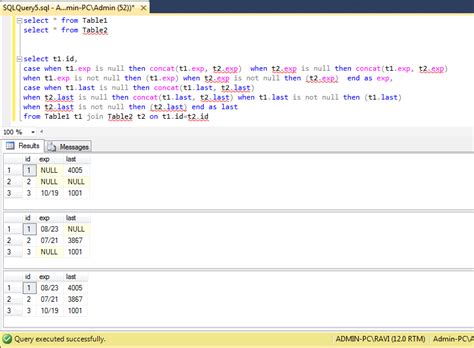 How To Compare Two Tables And Replace Nulls With Values From Other