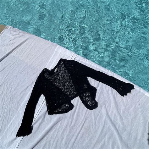 Black Crochet Cardigan With Bell Sleeves Y2k 90s Depop