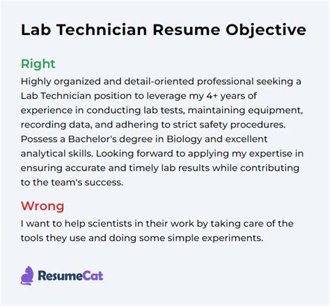 Top Lab Technician Resume Objective Examples ResumeCat