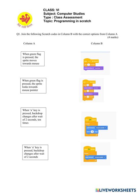 Scratch For Presentation Worksheet In 2025 Scratch Coding Computer