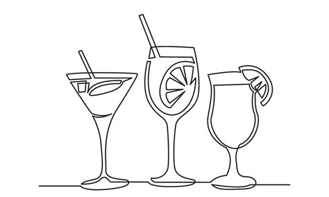 Premium Vector Single Continuous Line Drawing Of Cocktailline Art
