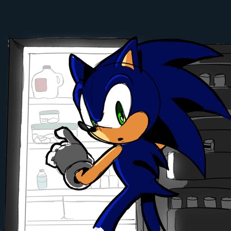 Sonic The Hedgehog Grabbing Something From The Fridge