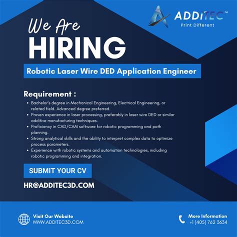 Additec Hiring Robotic Laser Wire Ded Application Engineer